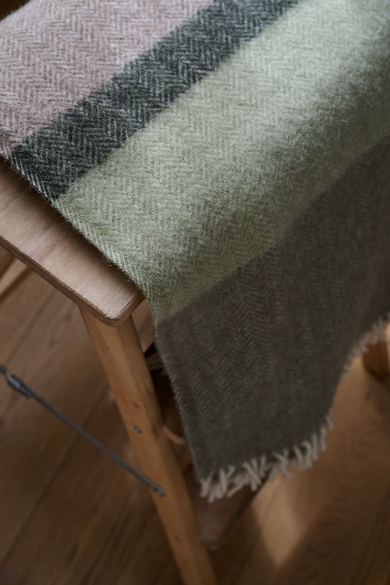 Veggli stripe ullpledd multi grønn - Kid