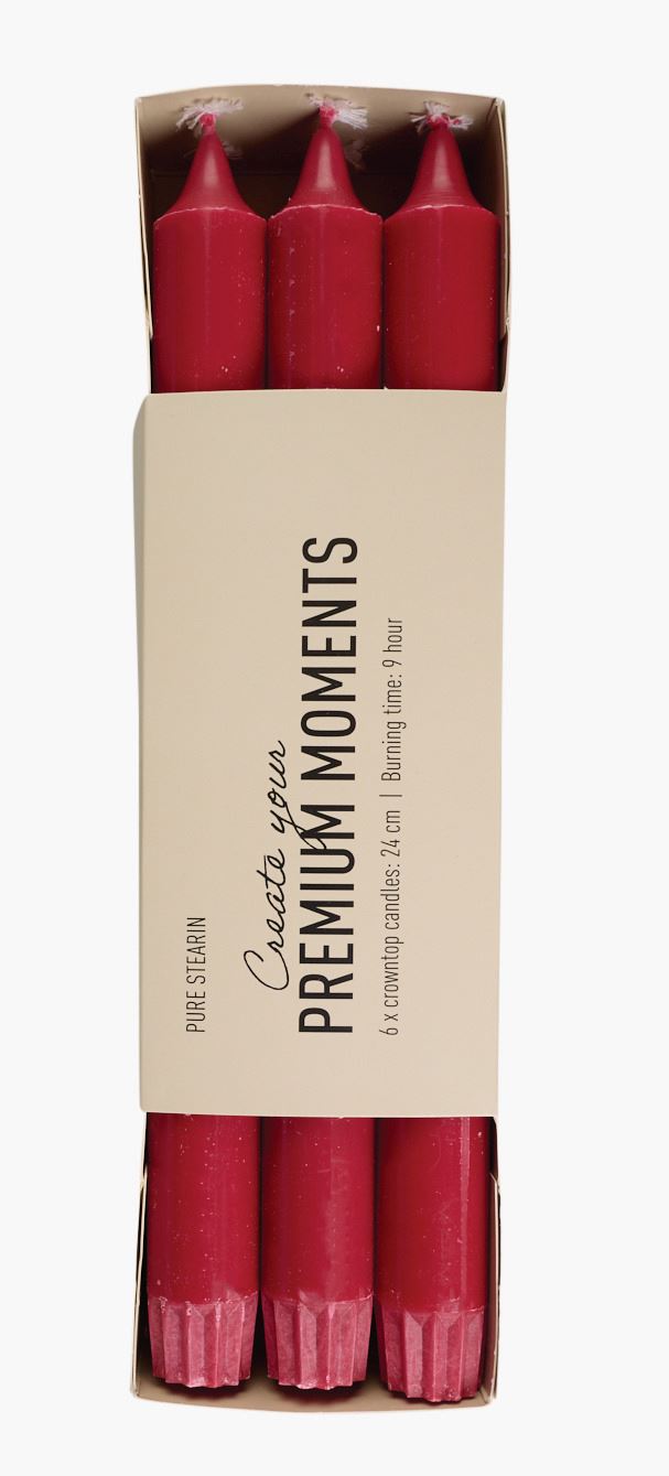 Premium stearin 6pk kronelys rød - Kid