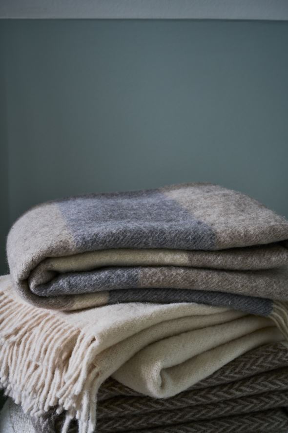 Gol stripe ullpledd multi blå - Kid